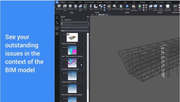 BricCAD BIM supports the BIMcollab issue management ecosystem